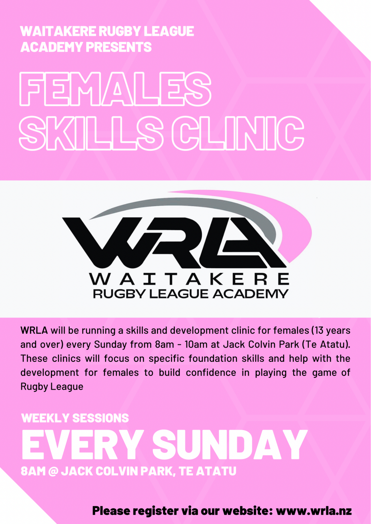 Upcoming / Current Clinics - Waitakere Rugby League Academy